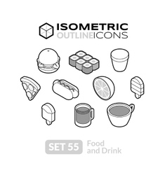 Isometric outline icons set 12 Royalty Free Vector Image