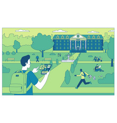 Happy student going to school Royalty Free Vector Image