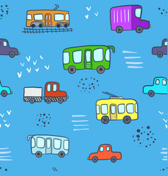 Cute cartoon colorful doodle city transport Vector Image
