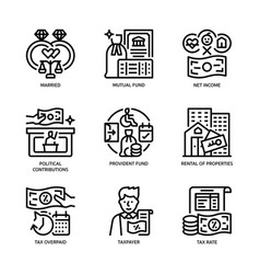 Individual income tax icon set Royalty Free Vector Image