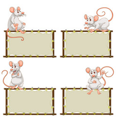 Board template with cute rats on white background Vector Image