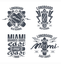 Longboard club emblems Royalty Free Vector Image
