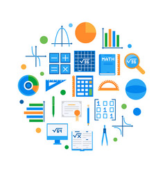 Machine learning round flat concept Royalty Free Vector