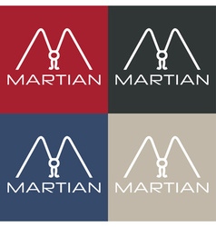 Martian green mascot hold a sign Royalty Free Vector Image