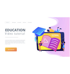 Video tutorial concept landing page Royalty Free Vector