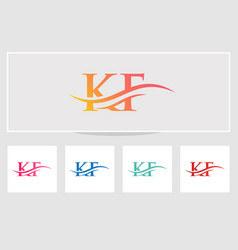 Swoosh letter kf logo design for business Vector Image