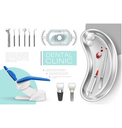 Realistic dentistry elements collection Royalty Free Vector