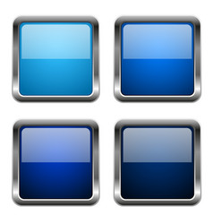 Blue glass button shiny square 3d web icon Vector Image