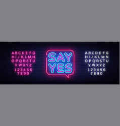 Say yes neon signs say yes text design Royalty Free Vector