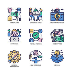 Workation icons set Royalty Free Vector Image - VectorStock