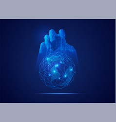 Human hand or arm finger is touching planet earth Vector Image