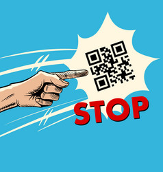 Smartphone mockup in human hand scan qr code Vector Image