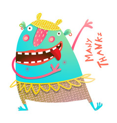 Cute monster for kids inviting calling or greeting