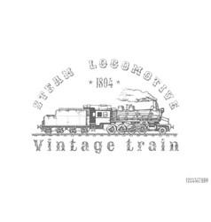 Retro steam locomotive train vintage sketch Vector Image