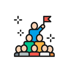 People team in project flat color line icon Vector Image