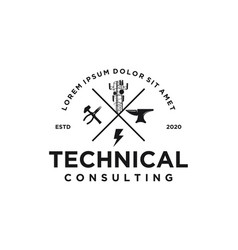 Technical electrical logo industry with tower Vector Image