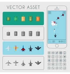 Mobile game ui collection of icons and buttons Vector Image