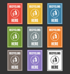 Waste management labels set sorting Royalty Free Vector