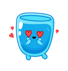 Cute smiling happy water glass Royalty Free Vector Image
