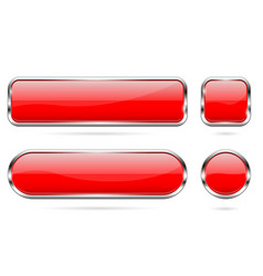Red glass button 3d shiny hexagon icon Royalty Free Vector