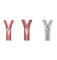 Open closed zipper fly zip fastener clasp locker Vector Image