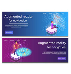 Isometric banner programming in augmented reality Vector Image