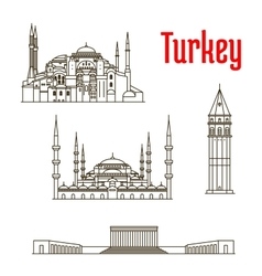 Turkey travel tourism famous attractions and Vector Image