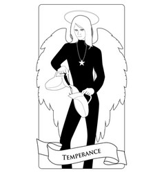 Major arcana emblem tarot card temperance angel Vector Image