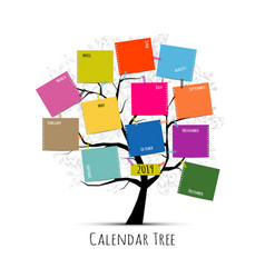Art tree design with 12 petal months year Vector Image