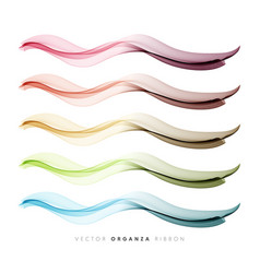 Set of abstract color wave smoke transparent wavy Vector Image