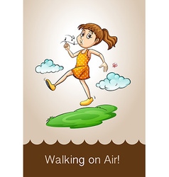 Idiom walking on air Royalty Free Vector Image