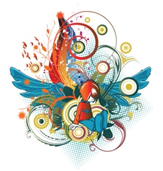 Emo kid with 3d arrows Royalty Free Vector Image