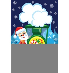 Santa goes by christmas train Royalty Free Vector Image