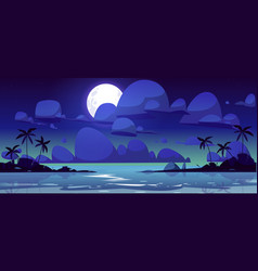 Night tropical island in ocean Royalty Free Vector Image