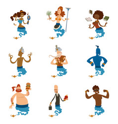 Pretty genie in blue costume Royalty Free Vector Image