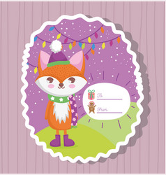 Cute christmas animal forest fox merry xmas Vector Image