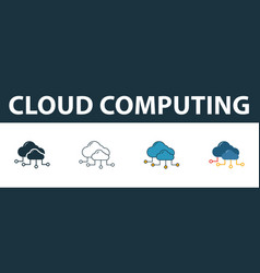 Cloud folder icon set four simple symbols Vector Image