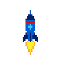 8 bit pixel flying saucer ufo aliens Royalty Free Vector
