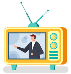 Two women talking in a tv studio television Vector Image