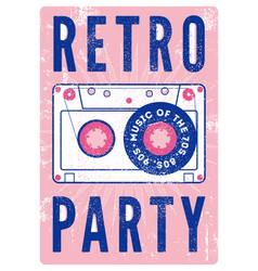 Retro party poster design with old tv screen Vector Image