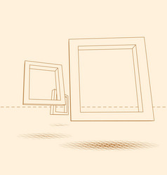 Three rectangular 3d frames blueprint Royalty Free Vector