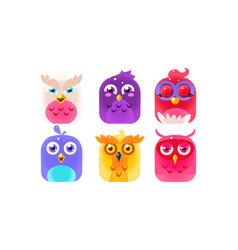 Cute cartoon colorful owls set lovely owlets Vector Image