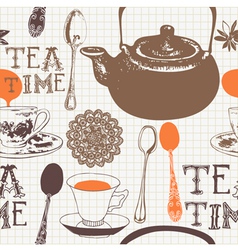 Vintage tea time pattern Royalty Free Vector Image