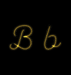 Gold glittering letter b on black background Vector Image