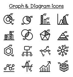 Graph diagram data icon set Royalty Free Vector Image