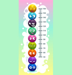 Kids height chart template with funny cartoon Vector Image