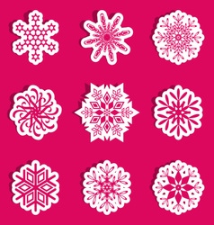 Snowflakes set with transparent shadow winter Vector Image