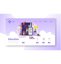 Online education course landing page set Vector Image