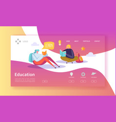 Online education course landing page set Vector Image