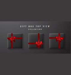 Red ribbon bow horizontal border Royalty Free Vector Image